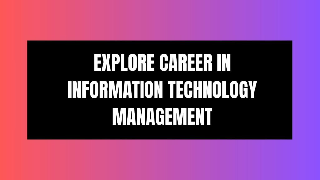 Explore Career in Information Technology Management - Talent Experts ...